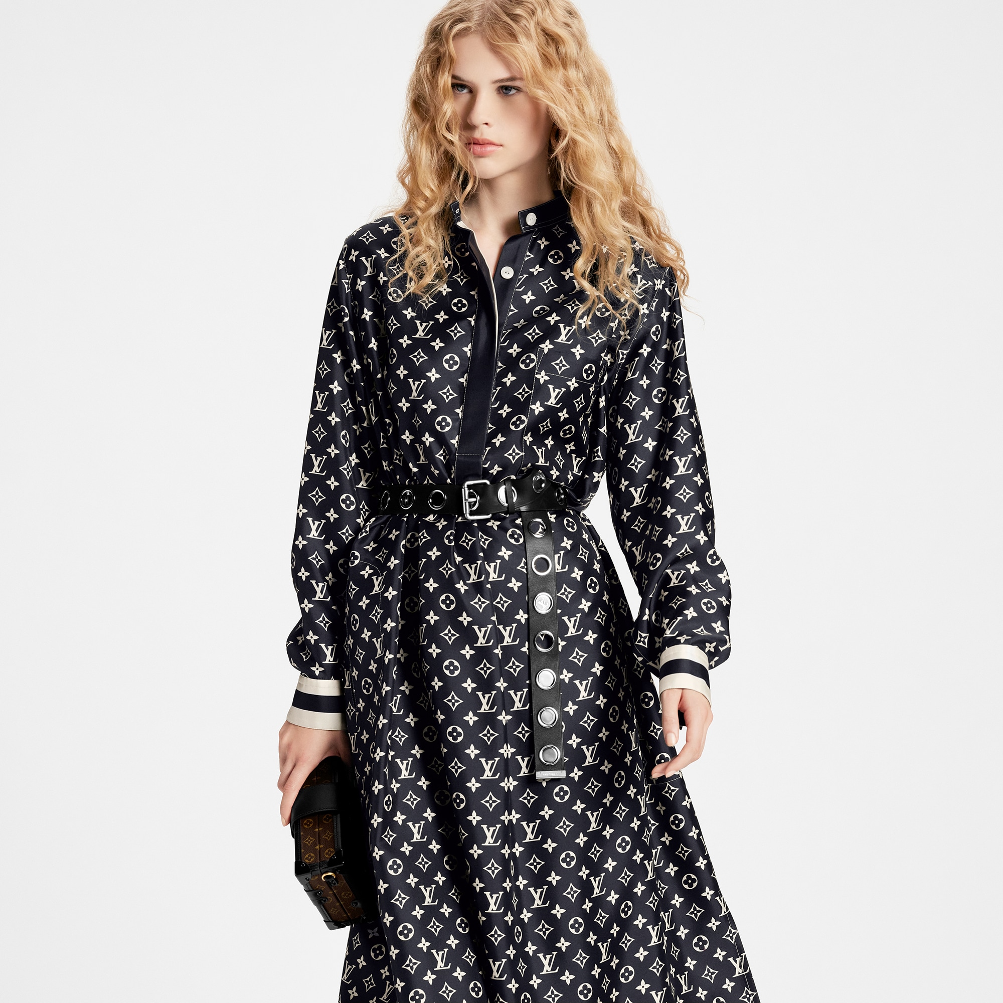 Stripe Accent Monogram Shirt Dress - Women - Ready-to-Wear | LOUIS VUITTON